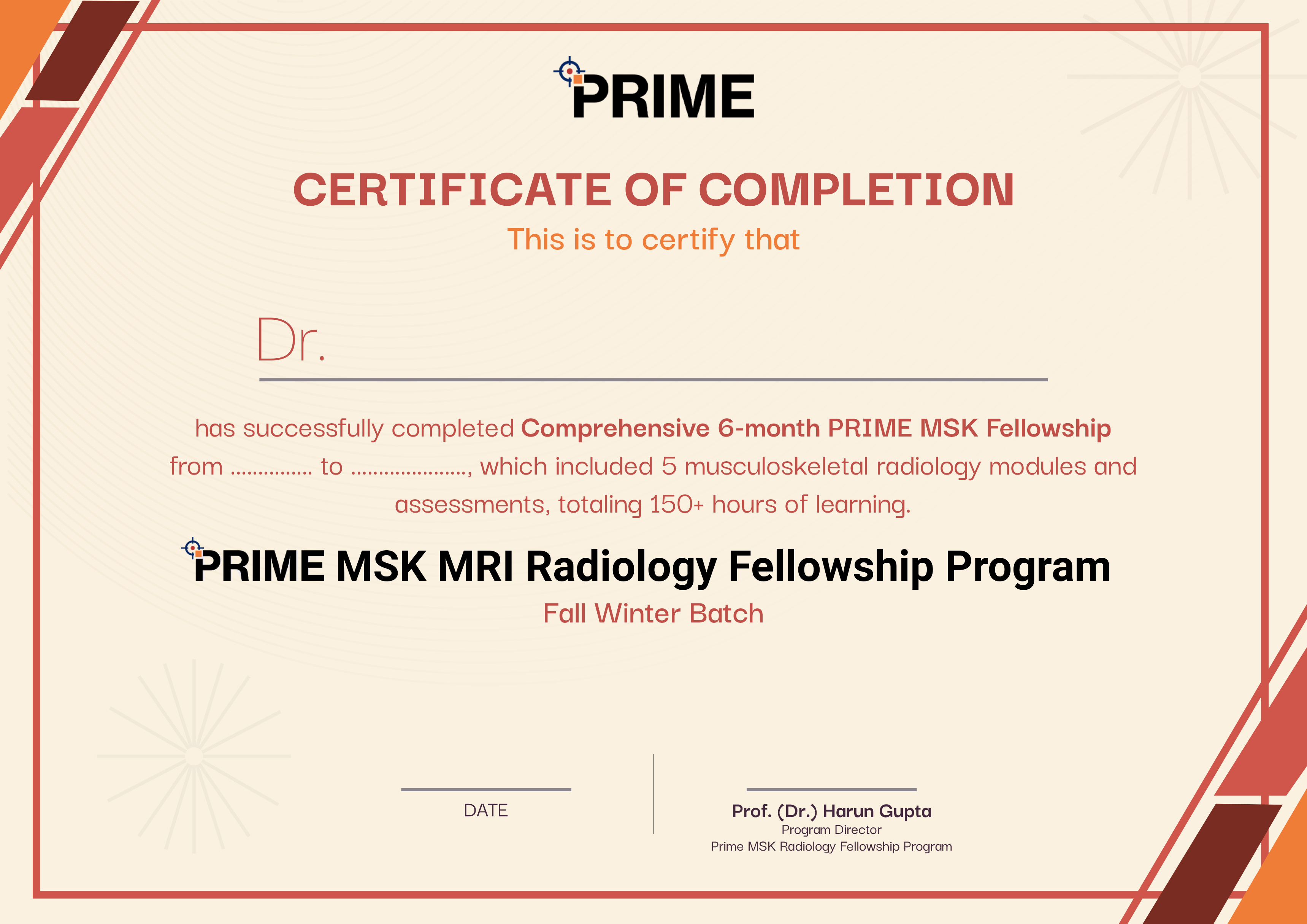 PRIME MSK MRI RADIOLOGY FELLOWSHIP